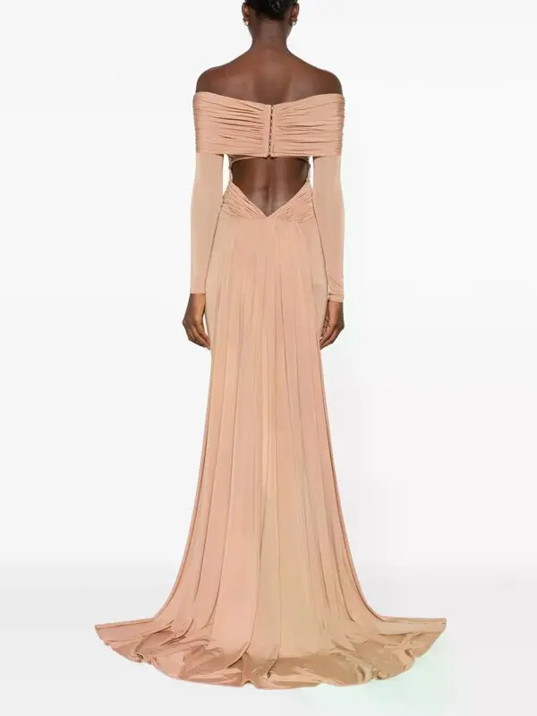 Elisabetta Franchi Ruched Off-shoulder Maxi Dress
