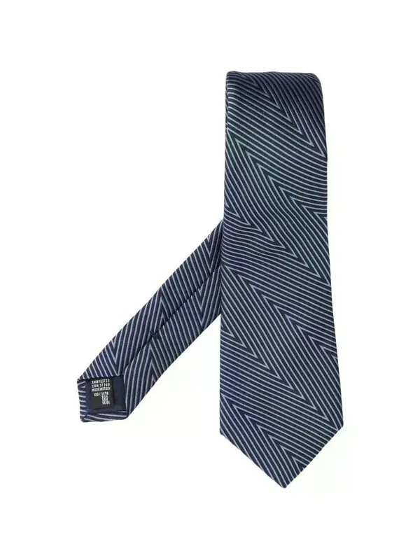 Giorgio Armani Zigzag-pattern Silk Tie - Blue