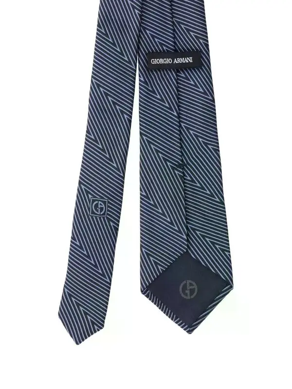 Giorgio Armani Zigzag-pattern Silk Tie - Blue