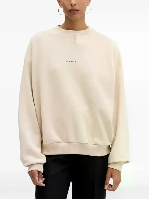 LA MANIA Logo-print Dropped-shoulder Sweatshirt - Neutrals
