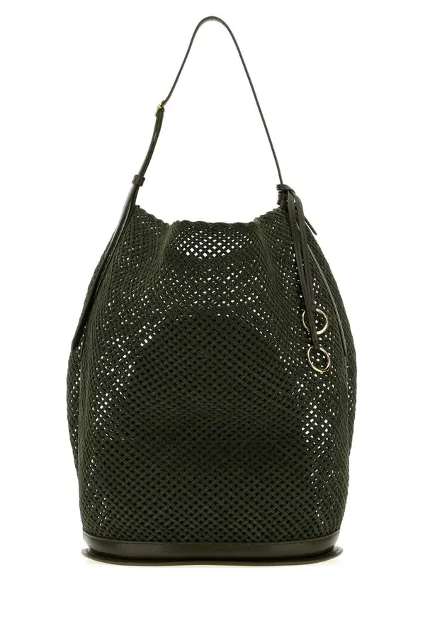 Alaïa Olive Mesh Large Hip Bucket Bag