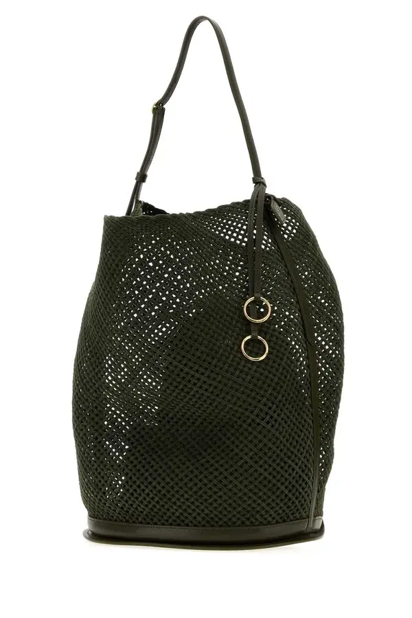 Alaïa Olive Mesh Large Hip Bucket Bag