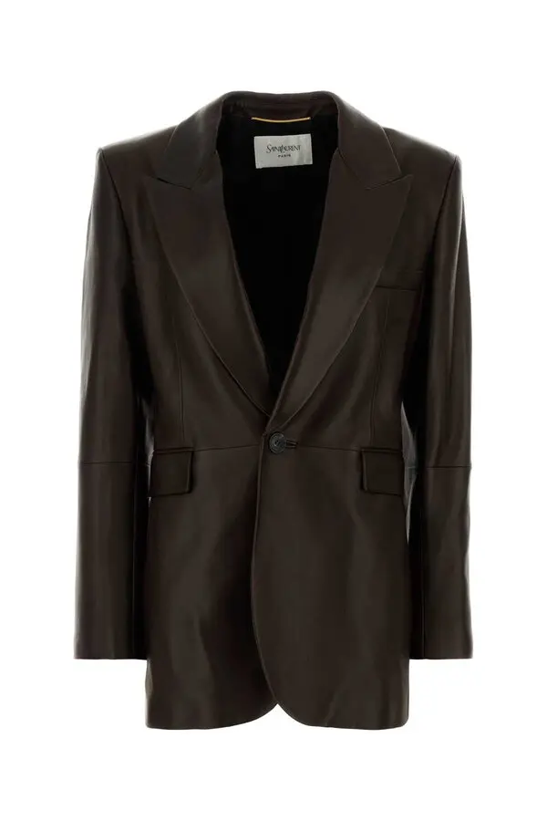 Saint Laurent Chocolate Leather Blazer