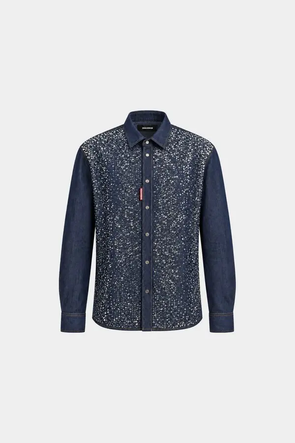 Dsquared2 Dark Clean Embroidered Boxy Shirt - Blue