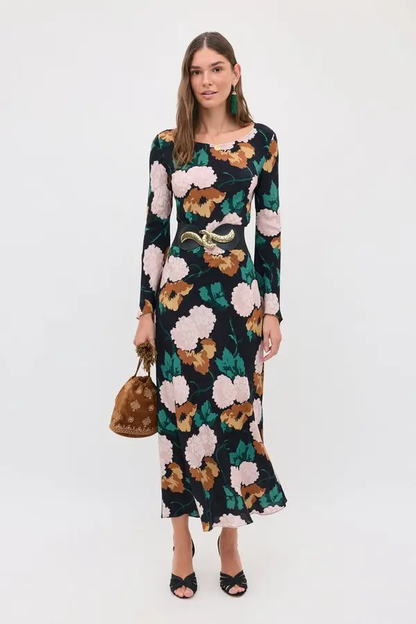 Rixo Amal Hydrangea Floral Charcoal Regular