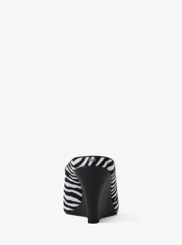 Michael Kors Xandra Zebra Print Calf Hair Wedge Mule In Size By