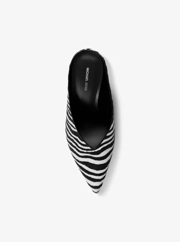 Michael Kors Xandra Zebra Print Calf Hair Wedge Mule In Size By