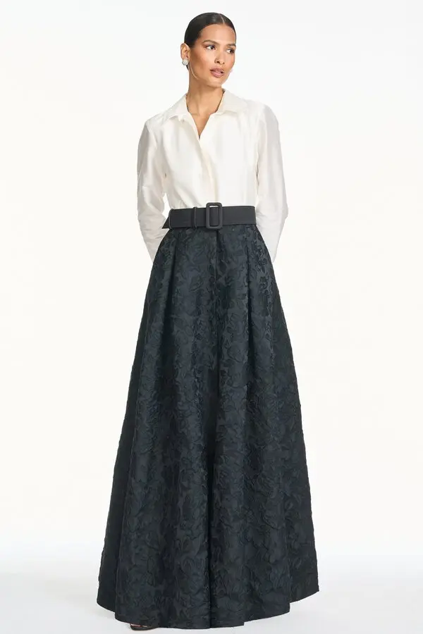 Sachin & Babi Quinn Ivory Black A-line Gown - Alabaster/jet