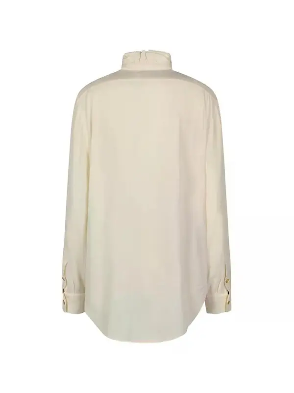 Alberta Ferretti Ruffled-collar Long-sleeve Shirt - Neutrals