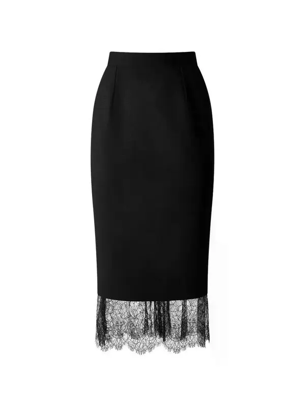 IL VOLO Lace-trim Midi Skirt - Black