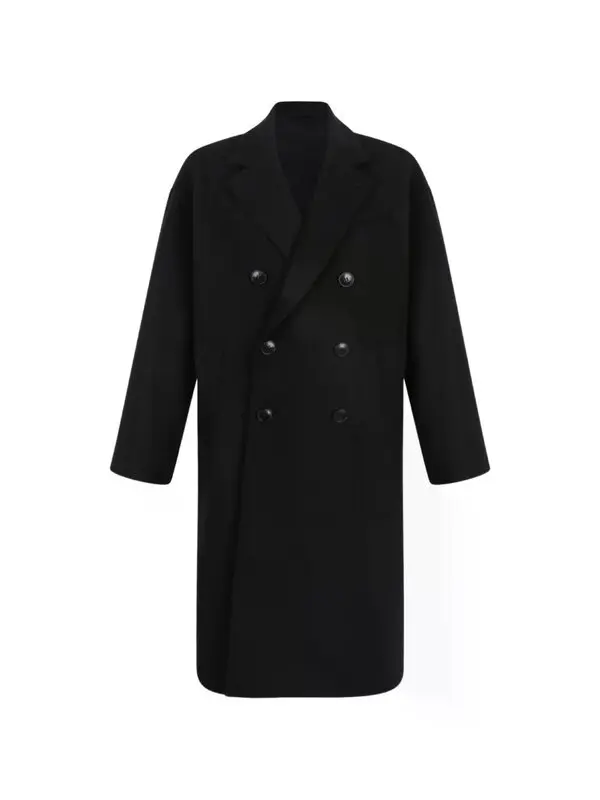 DOUUOD Double-breasted Notched-lapels Coat - Black