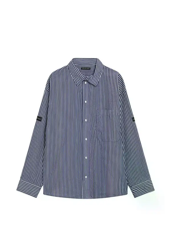 Balenciaga Vertical-stripe Logo-patch Shirt