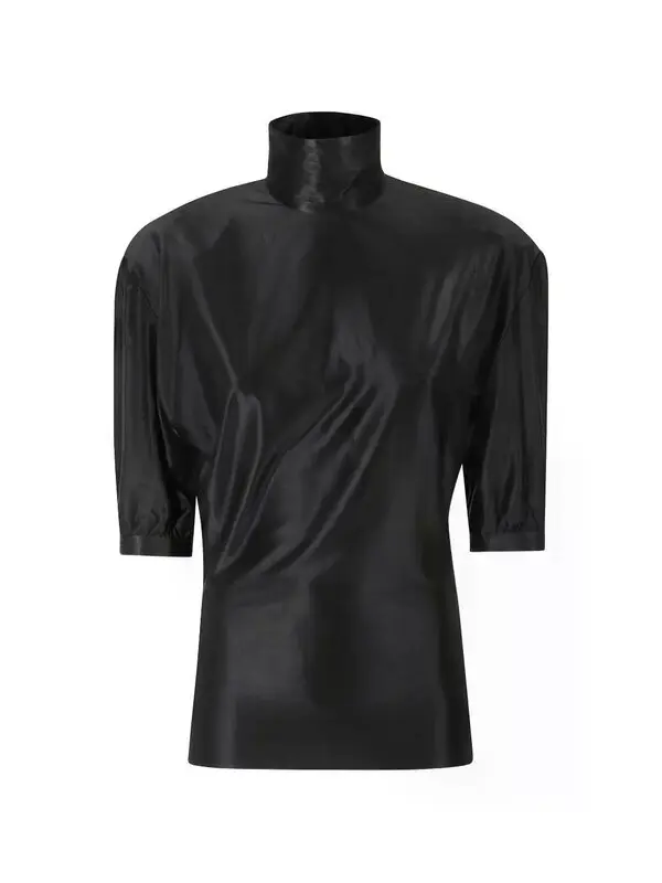 Rabanne High-neck Short-sleeve Top - Black