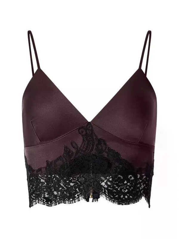 IL VOLO Lace-trim Silk Bustier Top