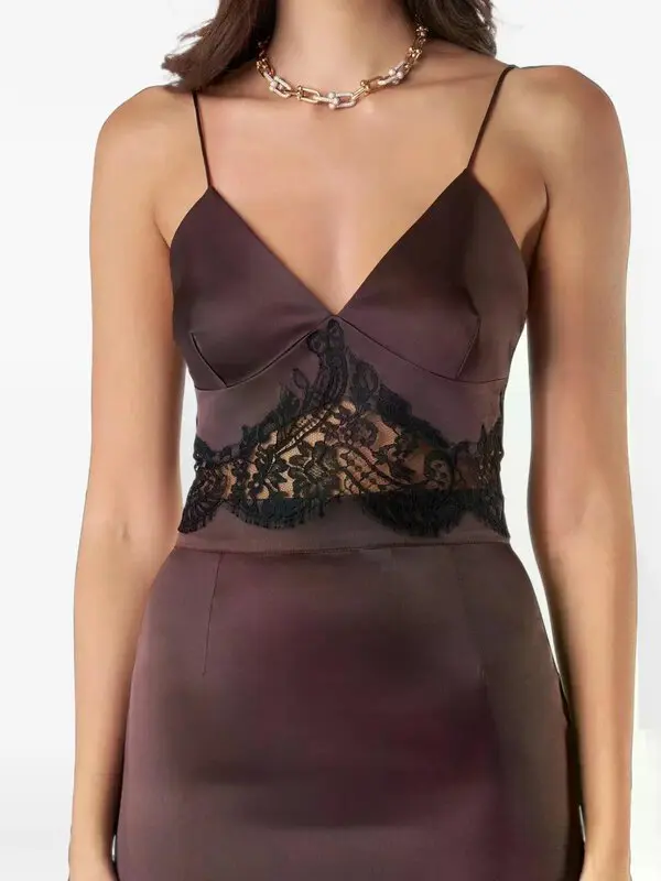 IL VOLO Lace-trim Silk Bustier Top