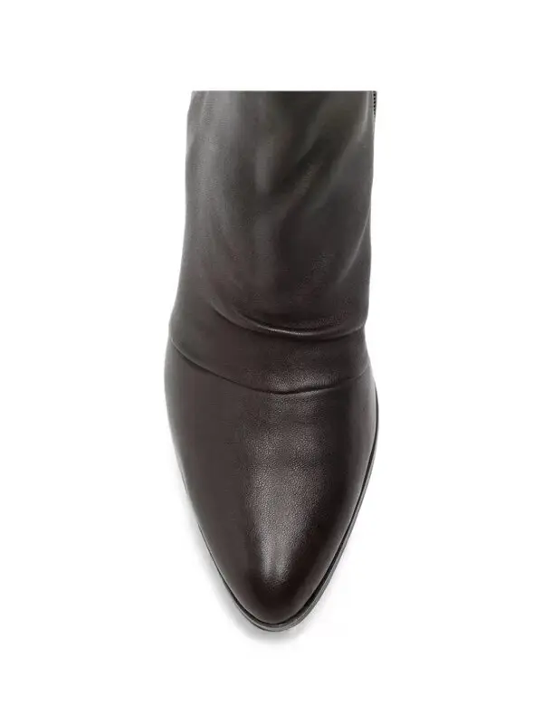 BRUNO PREMI Ruched Leather Ankle Boots
