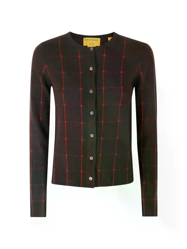 Guest In Residence Check-pattern Knit Cardigan - Brown