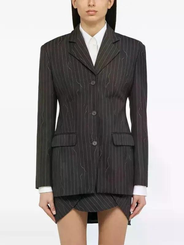 Off-White Pinstriped Wool-blend Blazer