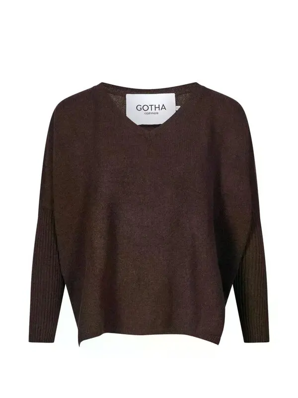 GOTHA Faustine Ribbed-knit V-neck Sweater