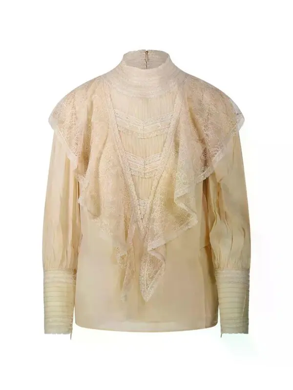 Zimmermann Lace-trimmed Ruffled Blouse - Neutrals