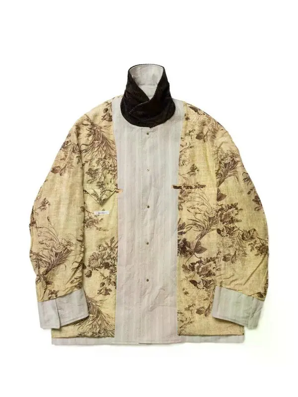 CALMLENCE Pinstripe Corduroy-collar Jacket