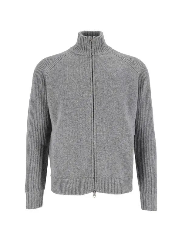 L.B.M. 1911 Ribbed-knit Zip-up Cardigan - Grey