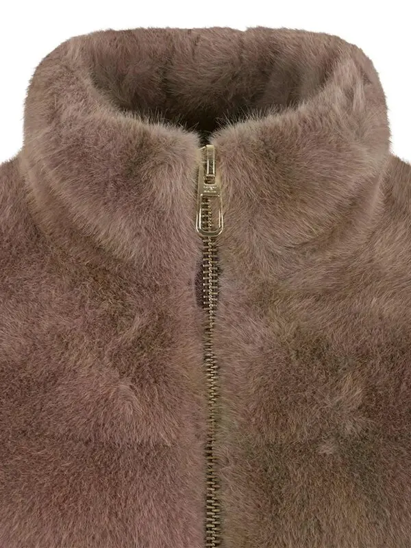 DUNO Nila Faux-fur Panelled Ribbed-knit Jacket