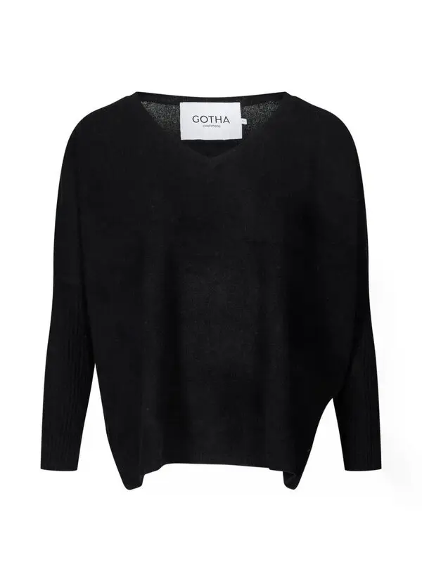 GOTHA Faustine V-neck Ribbed-sleeve Sweater