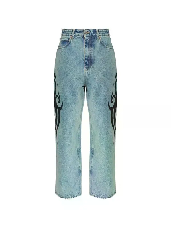 Vetements Tribal-print Wide-leg Jeans