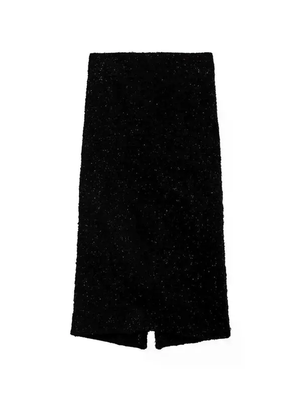 Balenciaga Tweed Midi Skirt - Black