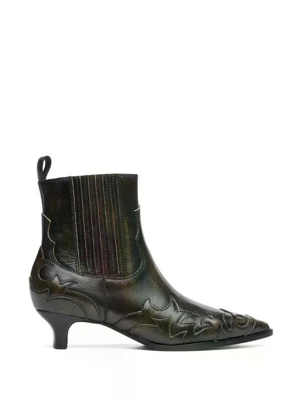 Ash Titan Leather Western-style Ankle Boots - Black
