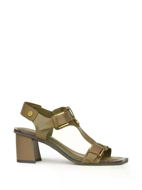 Ash Criss Buckle-detail Calf Leather Sandals - Green