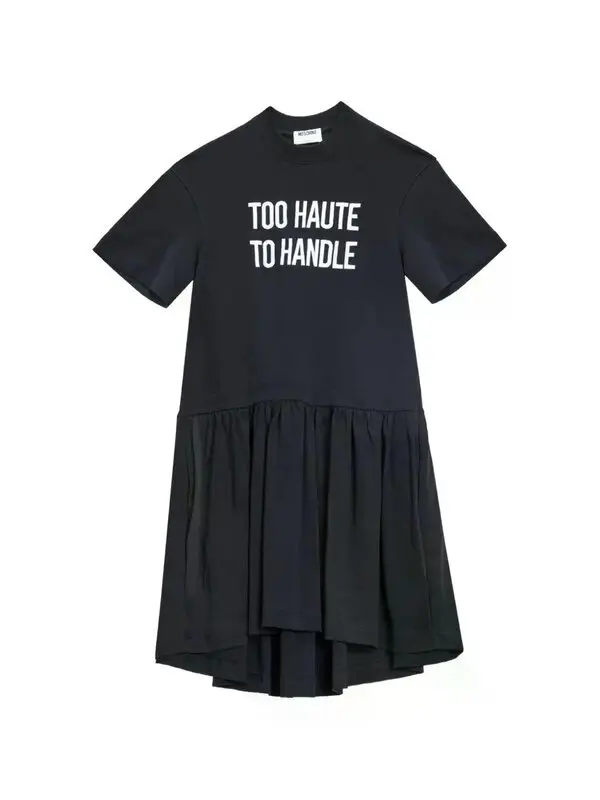 Moschino Slogan-embroidered Ruffled Mini Dress - Black