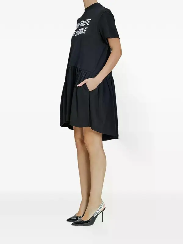 Moschino Slogan-embroidered Ruffled Mini Dress