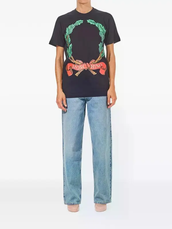 Moschino Laurel Crown Logo-print T-shirt - Black