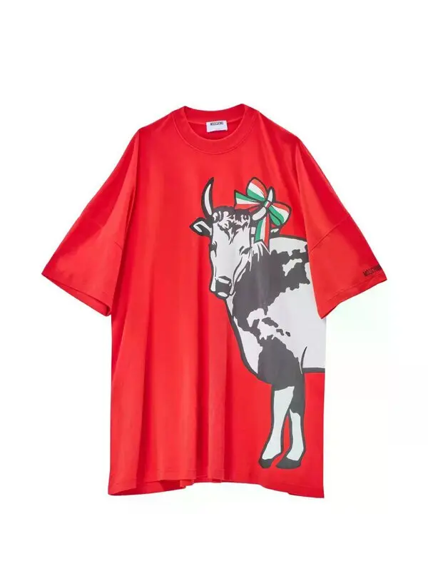 Moschino Cow-print Oversized T-shirt Mini Dress