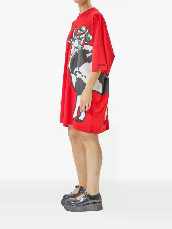 Moschino Cow-print Oversized T-shirt Mini Dress