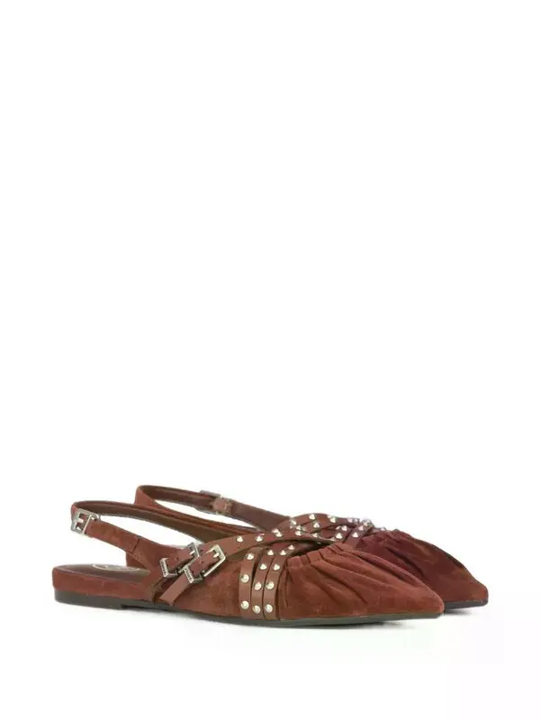 Ash Bianca Studded Slingback Ballet Flats - Red