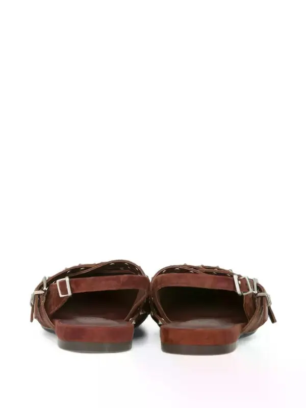 Ash Bianca Studded Slingback Ballet Flats - Red