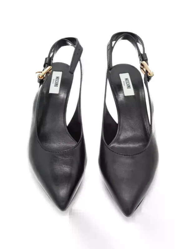 Moschino Tie Me Leather Slingback Pumps
