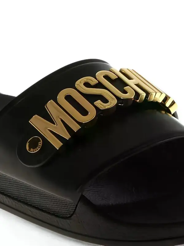 Moschino Logo-lettering Leather Slides