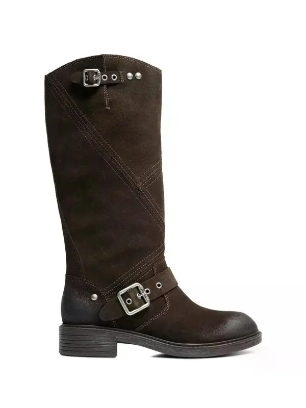 Ash Fuchsia Buckle-detail Biker Boots