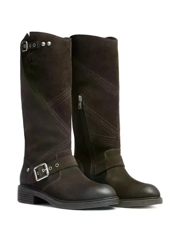 Ash Fuchsia Buckle-detail Biker Boots