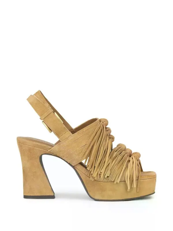Ash Oprah Fringe-trimmed Heeled Sandals - Brown