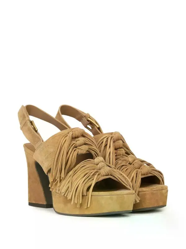 Ash Oprah Fringe-trimmed Heeled Sandals - Brown
