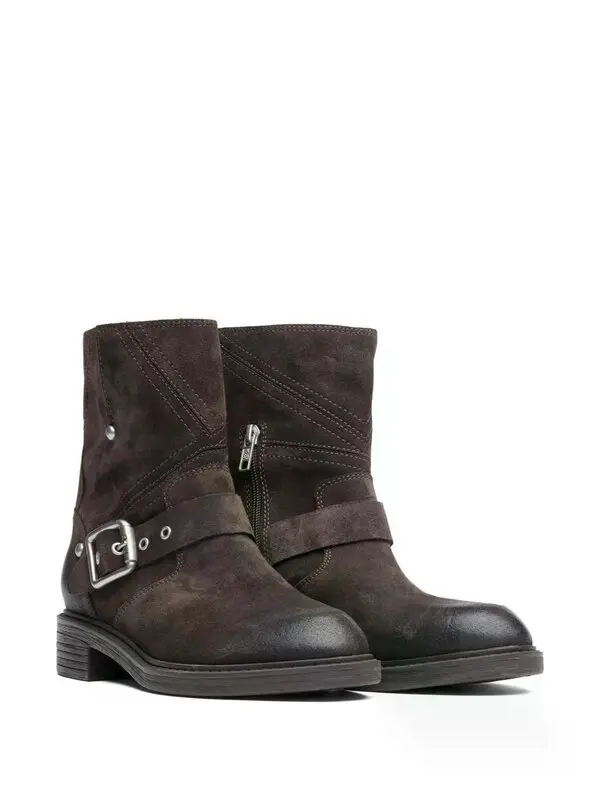 Ash Floss Flower Buckled Suede Biker Boots