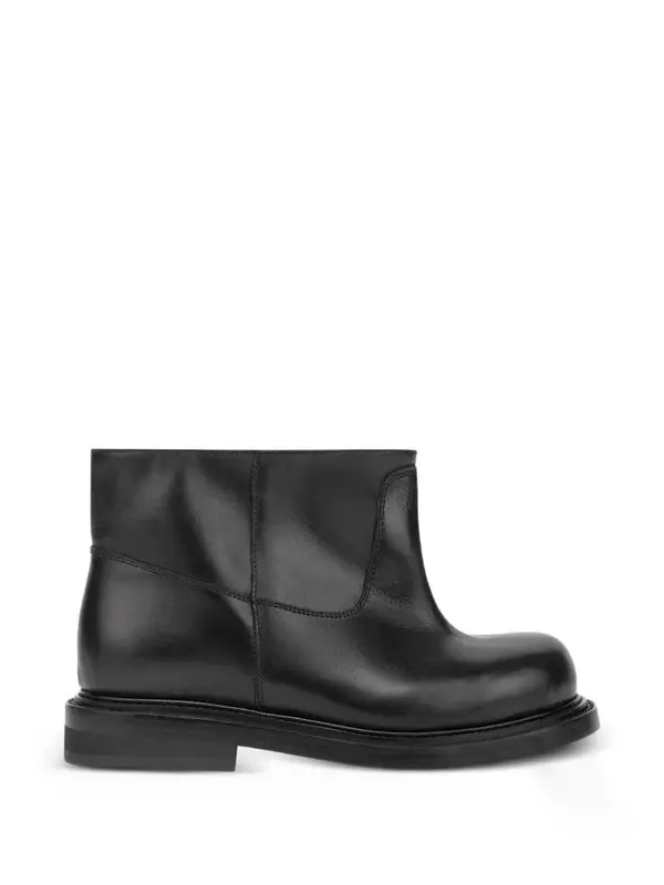 Moschino Round-toe Leather Boots - Black