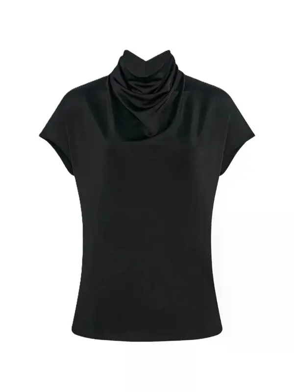 Another Tomorrow Cowl-neck Cap-sleeve Top