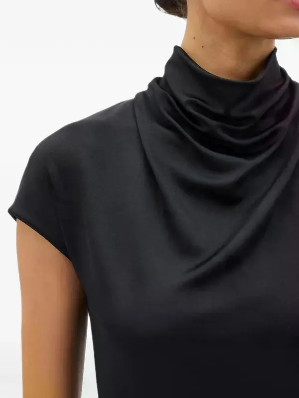 Another Tomorrow Cowl-neck Cap-sleeve Top