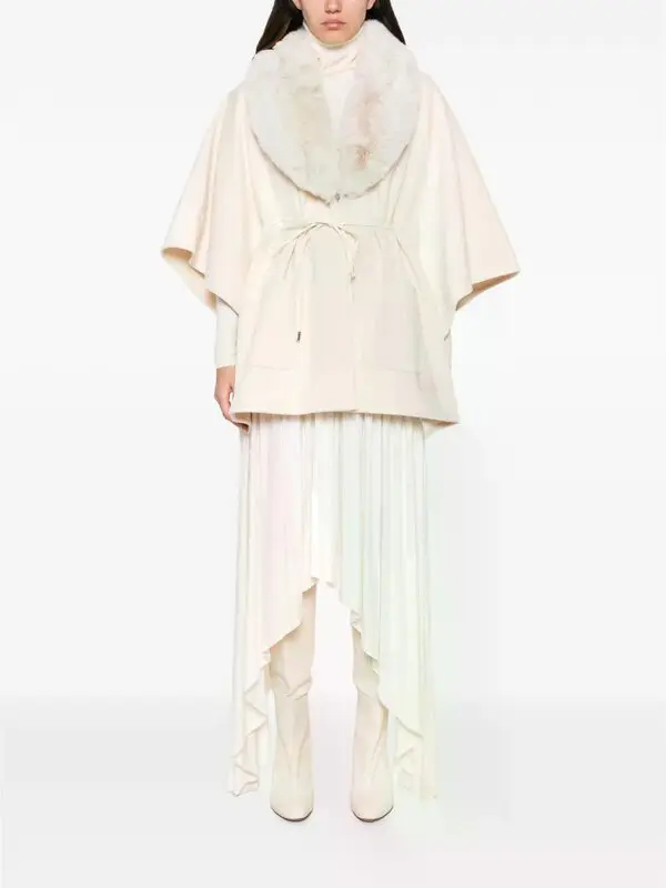 Liu Jo Faux-fur Collar Tie-fastening Cape